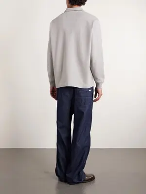 C.P. COMPANY Logo-embroidered Half-zip Cotton-fleece Sweatshirt