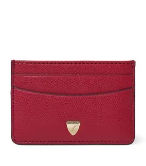 ASPINAL OF LONDON Leather Logo Card Holder - Red