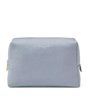 ASPINAL OF LONDON Large Grained Leather Cosmetics Case - Blue