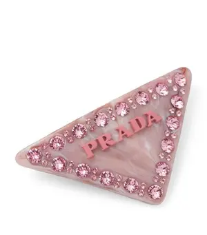 Prada Embellished Triangle Hair Clip - Pink