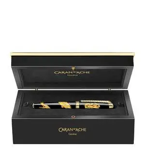 CARAN D'ACHE Straw Marquetry Dragon Fountain Pen - Black