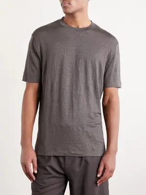 Thom Sweeney Linen-blend T-shirt - Brown
