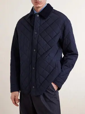 Purdey Corduroy-trimmed Padded Quilted Jacket