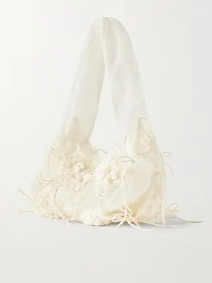 PAULINE DUJANCOURT Diamond Lace-trimmed Crocheted Shoulder Bag