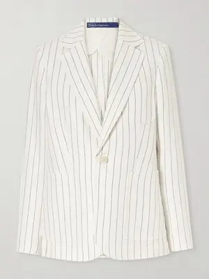 Polo Ralph Lauren Pinstriped Hemp Blazer - Neutrals