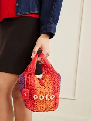 Polo Ralph Lauren Polo Play Small Leather-trimmed Crocheted Bucket Bag