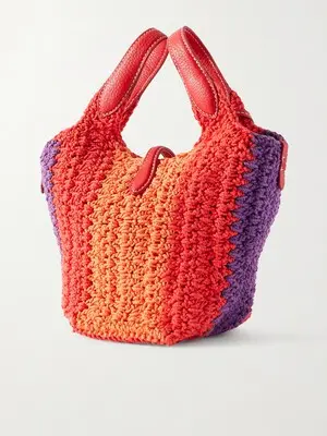 Polo Ralph Lauren Polo Play Small Leather-trimmed Crocheted Bucket Bag