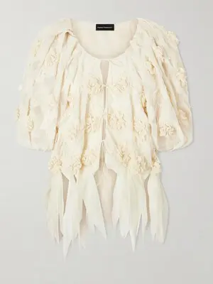 PAULINE DUJANCOURT Lace-trimmed Embroidered Organza Jacket