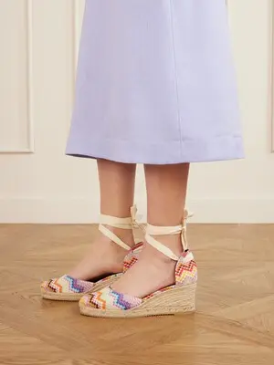 Missoni Eva 60 Striped Woven Wedge Sandals
