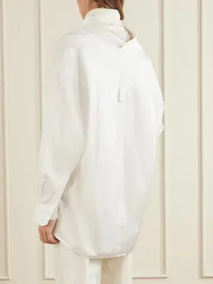 RÙADH The Dune Tie-detailed Cotton-sateen Shirt
