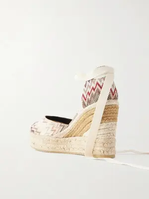 Missoni Eva 80 Striped Woven Wedge Sandals - Neutrals