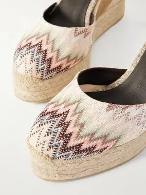 Missoni Eva 80 Striped Woven Wedge Sandals - Neutrals