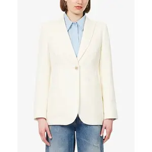 ME+EM Floral-jacquard Cotton-blend Blazer