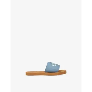 Chloé Logo-print Woven Slides - Blue