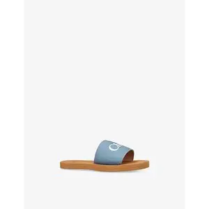 Chloé Logo-print Woven Slides - Blue