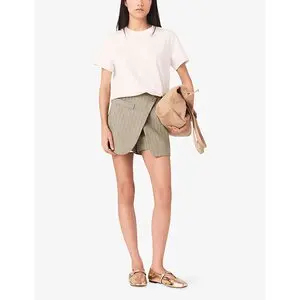 Maje Wrap-front Pinstriped Linen-blend Shorts