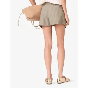 Maje Wrap-front Pinstriped Linen-blend Shorts