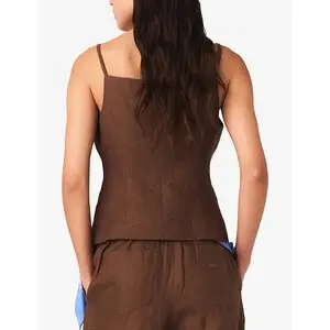 Maje Square-neck Button-down Linen Top