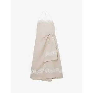 REISS Arla Lace-trim Linen Beach Midi Dress - Neutral