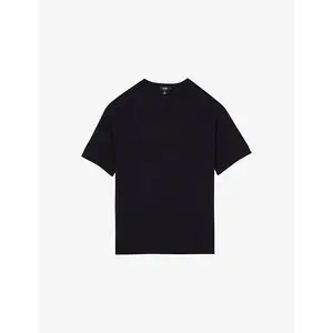 REISS Brook Raglan-sleeve Merino-wool T-shirt - Navy