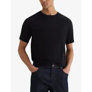 REISS Brook Raglan-sleeve Merino-wool T-shirt - Navy