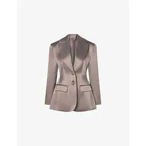 MALINA Ella Tailored Peplum Wool-blend Blazer - Graphite
