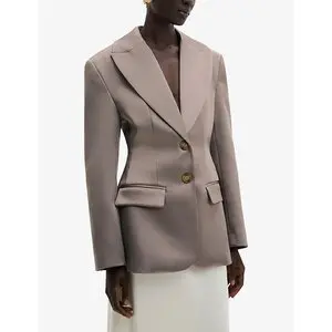 MALINA Ella Tailored Peplum Wool-blend Blazer - Graphite