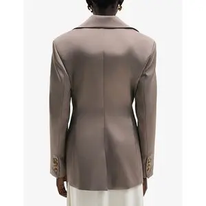 MALINA Ella Tailored Peplum Wool-blend Blazer - Graphite