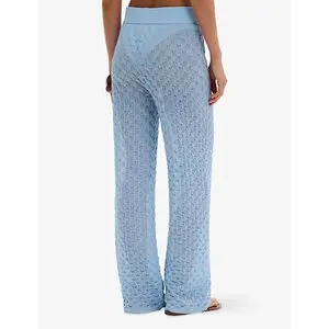 MALINA Alissa Wide-leg Knitted Trousers - Sky
