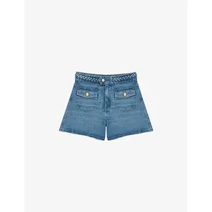 Maje Braided-waist Denim Shorts
