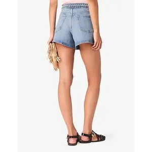 Maje Braided-waist Denim Shorts