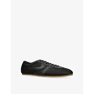 Dries Van Noten Dustin Satin And Leather Trainers - Black