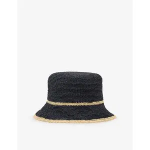 REISS Woven Bucket Hat - Navy
