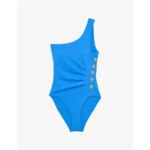 REISS Palma One-shoulder Swimsuit - Blue