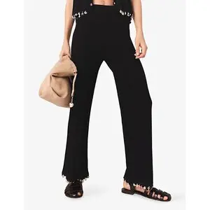 Maje Charm-embellished Knitted Trousers