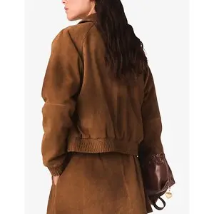 Maje Relaxed-fit Suede Jacket - Camel
