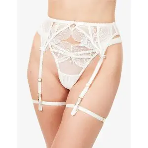 Lounge Penelope Embellished Lace Suspender And Thong Set