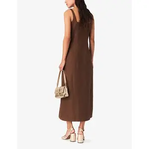 Maje Square-neck Cut-out Linen Maxi Dress