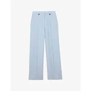 REISS Woven Wide-leg Suit Trousers - Blue