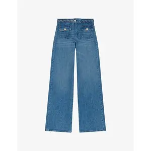 Maje Braided-waist Flared-leg Denim Jeans