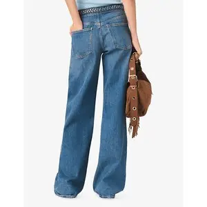 Maje Braided-waist Flared-leg Denim Jeans