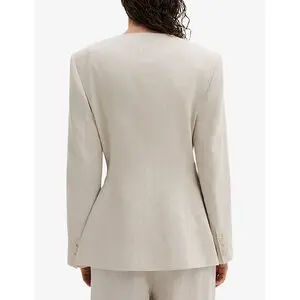 MALINA Carol Round-neck Linen Blazer - Sand