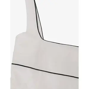 REISS Dorethea Contrast-trim Linen Midi Dress - Ivory