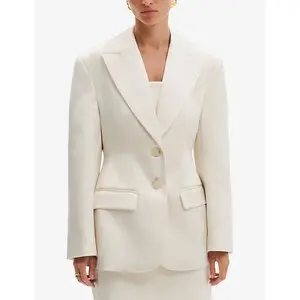 MALINA Ella Tailored Peplum Wool-blend Blazer - Vanilla