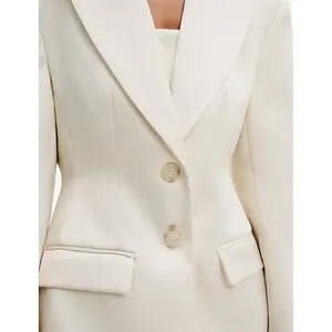 MALINA Ella Tailored Peplum Wool-blend Blazer - Vanilla