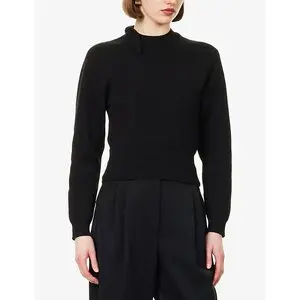 Givenchy Wool-blend Knitted Jumper With Bow Detail - Black