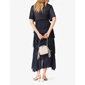 Maje V-neck Ruffled Maxi Dress - Navy