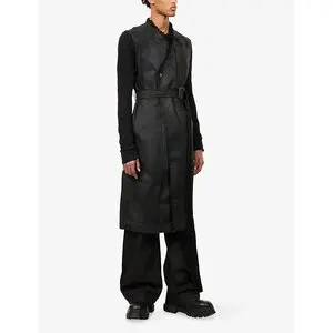 Rick Owens Temple Belted Sleeveless Coated-cotton Coat