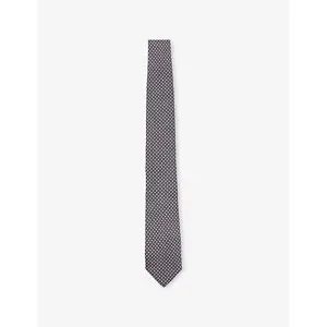 REISS Paisley Print Silk Necktie - Navy