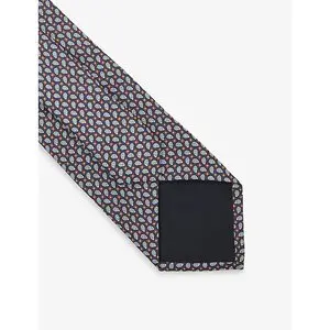 REISS Paisley Print Silk Necktie - Navy